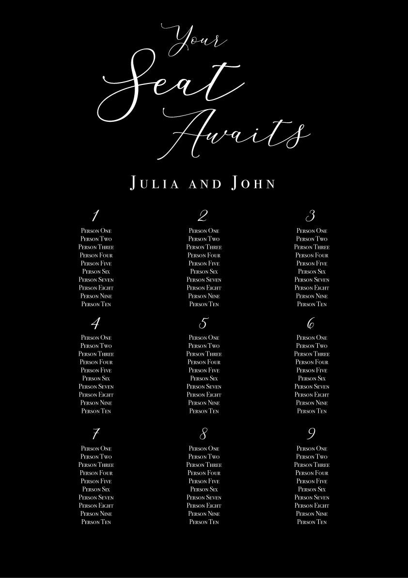 Black Seating Chart | InstaFrames Wedding Signage – InstaFrames NZ
