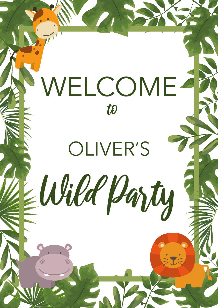 Wild Jungle Welcome Sign | Perfect for kids Jungle or Wild One Party ...